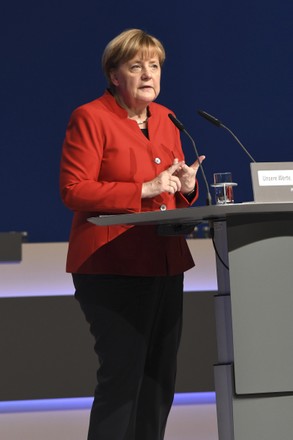 Federal Chancellor Angela Merkel Cdu During Editorial Stock Photo ...