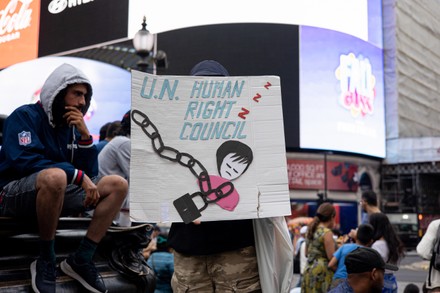 Protester Holds Handmade Placard During Demonstration Editorial Stock ...