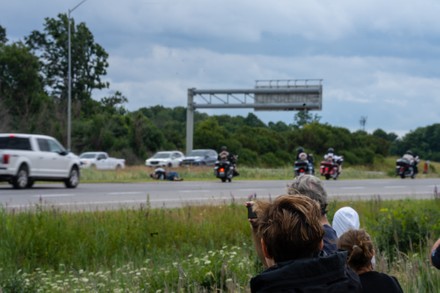 People Look Procession Motorcycles Along Highway Editorial Stock Photo ...