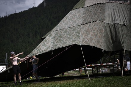Scout Helps Build Tent Campground On Editorial Stock Photo - Stock ...