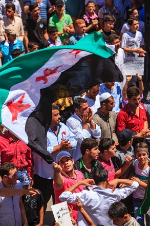 Men Waving Syrian Revolutionary Flag Which Editorial Stock Photo ...
