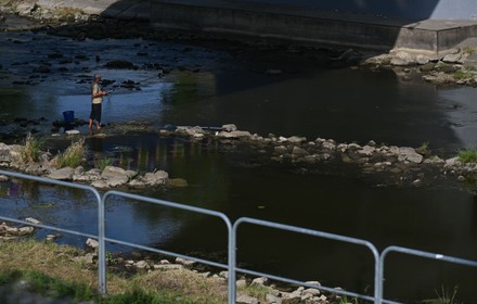 Fisherman Catches Fish Under Bridge Middle Editorial Stock Photo ...