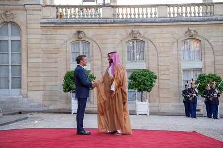 French President Emmanuel Macron Receives Saudi Editorial Stock Photo ...
