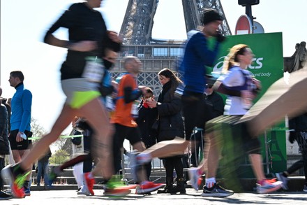 Runners Compete Front Eiffel Tower During Editorial Stock Photo - Stock ...