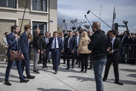 French President Emmanuel Macron Leaves Muma Editorial Stock Photo ...