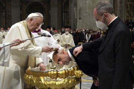Pope Francis Baptized Seven Catechumens During Editorial Stock Photo ...