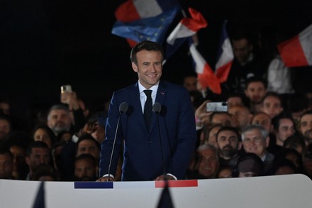 Emmanuel Macron Stands On Stage Gathering Editorial Stock Photo - Stock ...