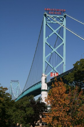 Ambassador Bridge Over Detroit River Between Editorial Stock Photo ...