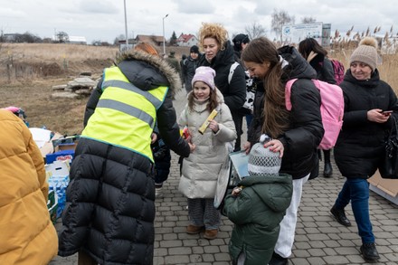 Volunteer Gives Sweet Children Coming Out Editorial Stock Photo - Stock ...