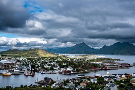 Panoramic View On Ballstad Fishing Village Editorial Stock Photo ...