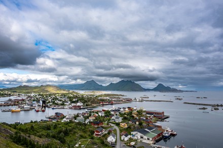Panoramic View On Ballstad Fishing Village Editorial Stock Photo ...