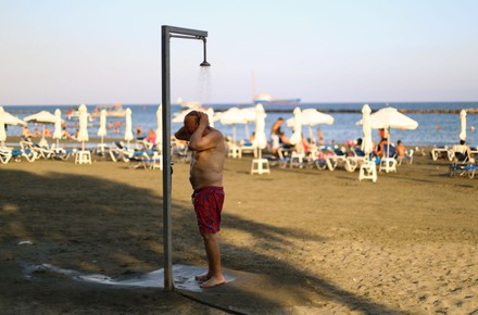 Man Takes Shower After Swimming On Editorial Stock Photo - Stock Image ...
