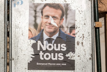 Torn Poster Presidential Candidate Emmanuel Macron Editorial Stock ...