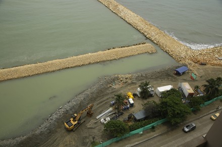 Aerial View Coastal Protection Works Cartagena Editorial Stock Photo ...
