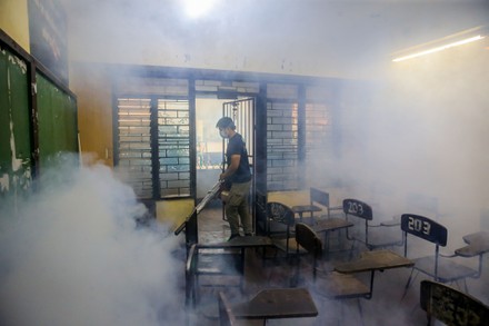 Staff Member Conducts Fogging Procedure Against Editorial Stock Photo ...