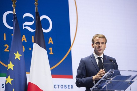 G20 Summit - Emmanuel Macron - Rome, Italy - 31 Oct 2021 Stock Pictures ...