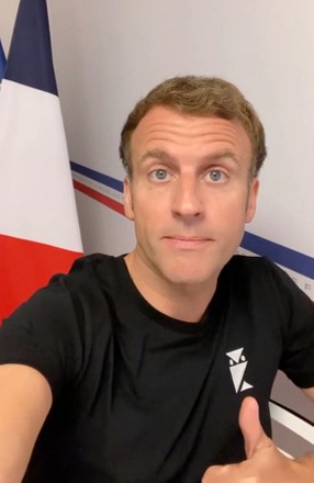 Handout French President Emmanuel Macron Selfie Editorial Stock Photo ...