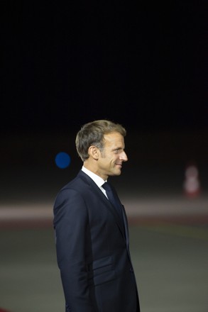 French President Emmanuel Macron Walk During Editorial Stock Photo ...