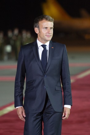 French President Emmanuel Macron Walk During Editorial Stock Photo ...