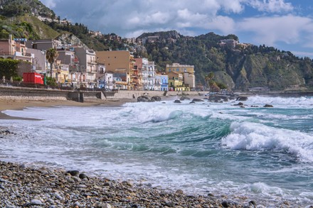 Lido Mazzaro Bathing Bay Spring Taormina Editorial Stock Photo - Stock ...