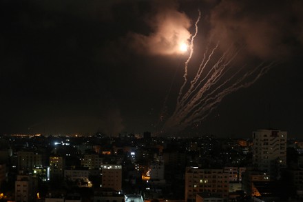 Salvo Rockets Fired Gaza City Toward Editorial Stock Photo - Stock ...