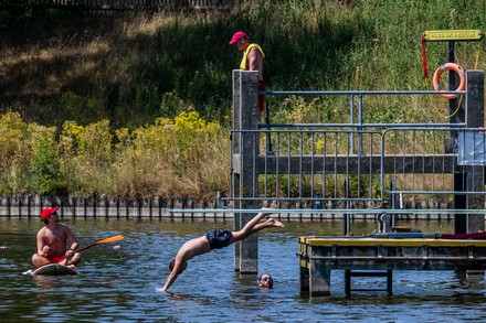 People Dive Mens Bathing Pond Cool Editorial Stock Photo - Stock Image ...