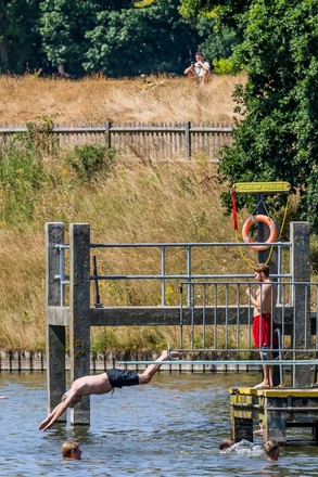 People Dive Mens Bathing Pond Cool Editorial Stock Photo - Stock Image ...