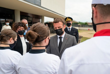 French President Emmanuel Macron Meets Students Editorial Stock Photo ...
