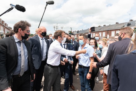 French President Emmanuel Macron Walking Street Editorial Stock Photo ...