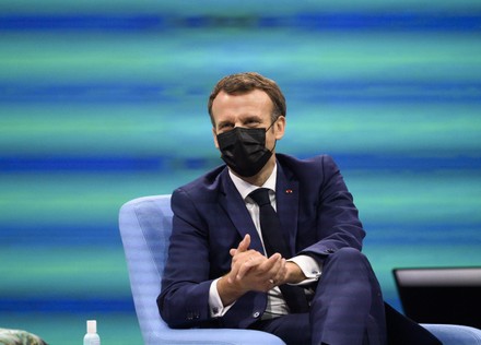 French President Emmanuel Macron During Opening Editorial Stock Photo ...