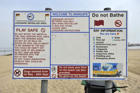 Beach Warning Sign Margate Kent England Editorial Stock Photo - Stock ...