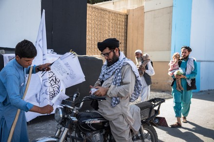 Taliban Pose Outside Former US Embassy - Kabul, Afghanistan - 13 Sep ...