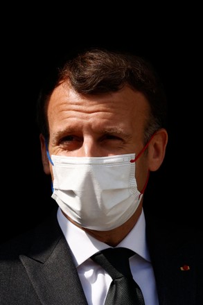 French President Emmanuel Macron Wearing Protective Editorial Stock ...