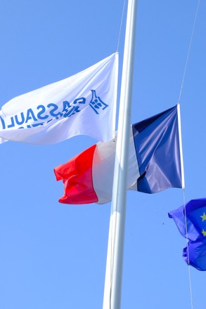 Flags Half Mast Dassault Aviation Site Editorial Stock Photo - Stock ...
