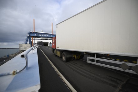 __COUNT__ Lorries loading on the Irish Ferries at the port of Cherbourg ...