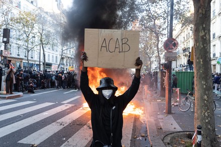 Protester Holds Sign Saying Acab During Editorial Stock Photo - Stock ...