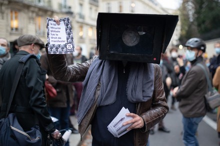 Protestor Wearing Surveillance Camera Costume During Editorial Stock ...