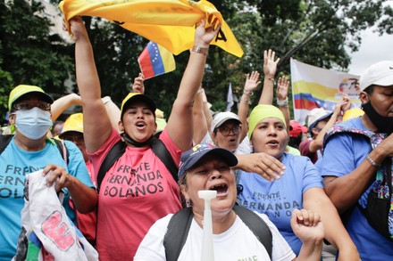 Women Workers Participate March Support Venezuelan Editorial Stock ...