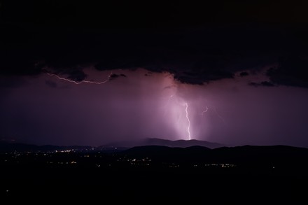 Approaching Lightning Storm Before Summer Thunderstorm Editorial Stock Photo - Stock Image ...
