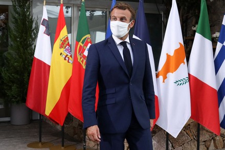 French President Emmanuel Macron Welcomes Greeces Editorial Stock Photo ...