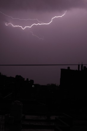 Lightning Flashes Across Sky During Thunderstorm Editorial Stock Photo ...