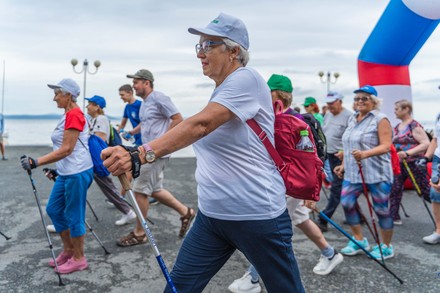 Nordic Walking Competition Staged On Sportsmans Editorial Stock Photo ...