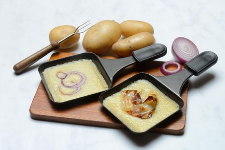 Raclette Melted Raclette Cheese Pans Ingredients Editorial Stock Photo ...