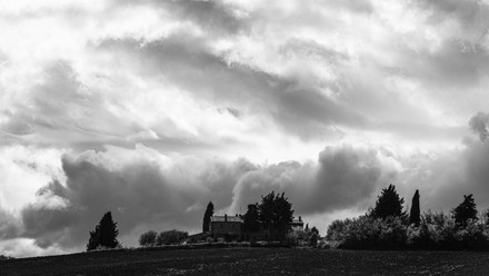 Dark Clouds Over Country House Black Editorial Stock Photo - Stock ...