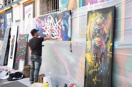 L'Europeen Street Art Performance - Paris, France - 22 Jun 2020 Stock ...