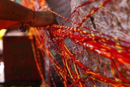 Indian Hindu Offers Prayers Ties Sacred Editorial Stock Photo - Stock ...