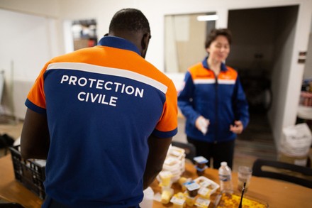 Members Protection Civile Uniform Their Headquarters Editorial Stock ...