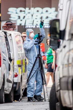 Forensic Officer Gathers Evidence While Police Editorial Stock Photo ...