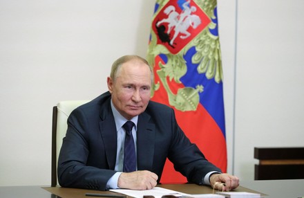 Russian President Vladimir Putin Attends Work Editorial Stock Photo ...