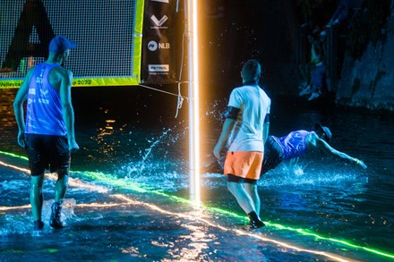 Participants Compete During Water Volleyball Competition Editorial ...
